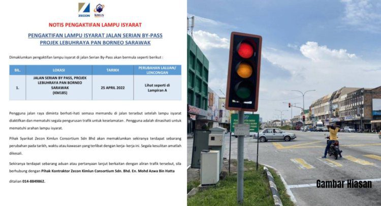 Projek Lebuhraya Pan Borneo, Pengaktifan Lampu Isyarat Di Jalan Serian ...