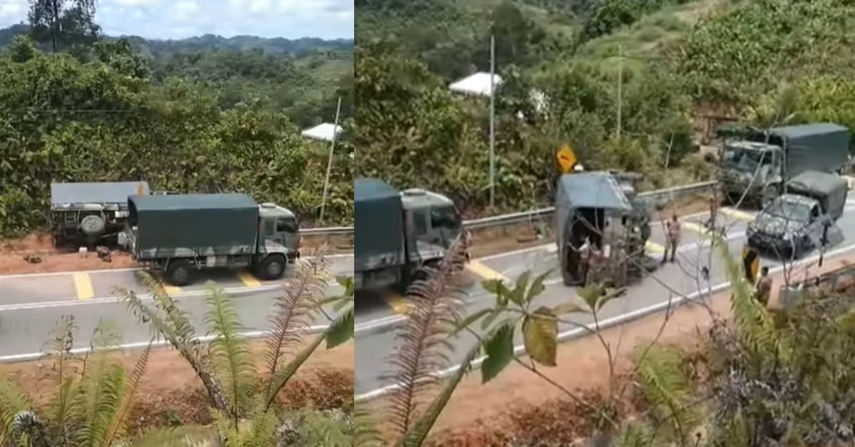 Hilang Kawalan Di Selekoh Bukit, Trak Askar Terbalik Di Jalan Sungai ...