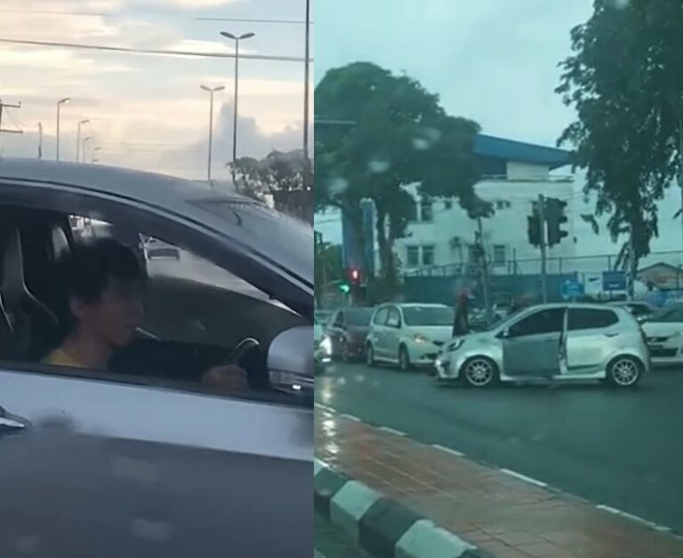 Lagak Gangster Atas Jalan, Pemandu Perodua Axia Langgar Lari Penunggang Motosikal Di Gita
