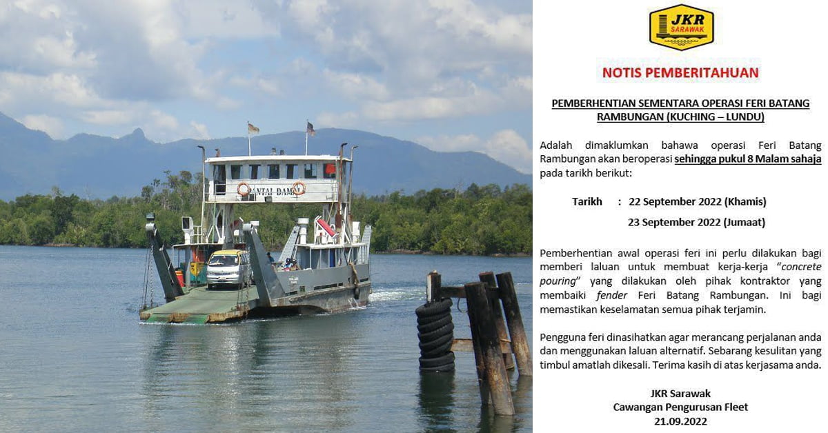Operasi Feri Batang Rambungan Kuching-Lundu Akan Diberhentikan Buat ...