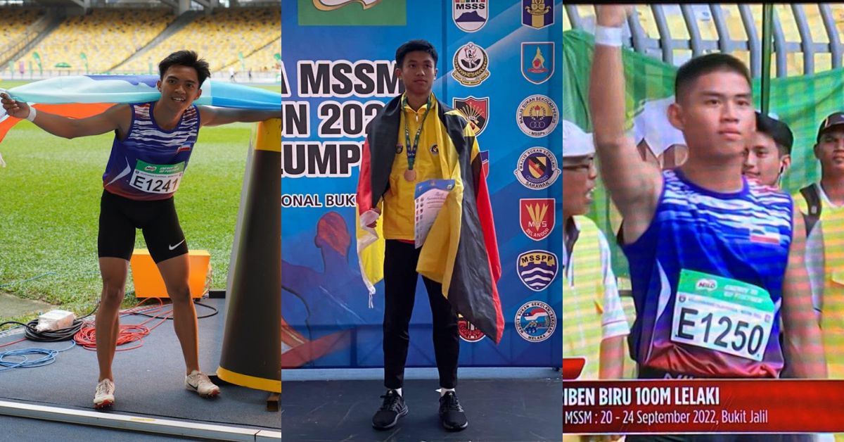 Atlet Borneo Sapu Bersih Acara Lari Pecut 100M Lelaki MSSM 2022