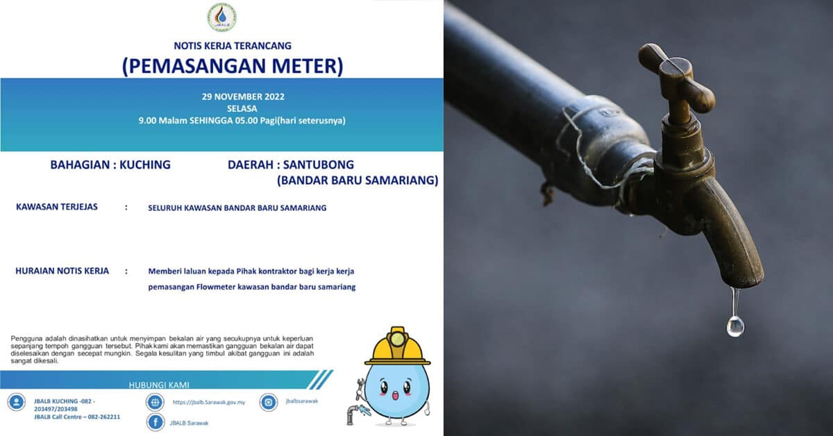 Bermula Esok, Bandar Baru Samariang Bakal Alami Gangguan Bekalan Air