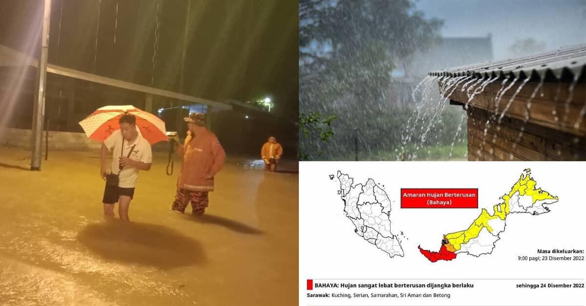 Hujan Lebat Berterusan, Beberapa Kawasan Di Sarawak Dikhuatiri Banjir