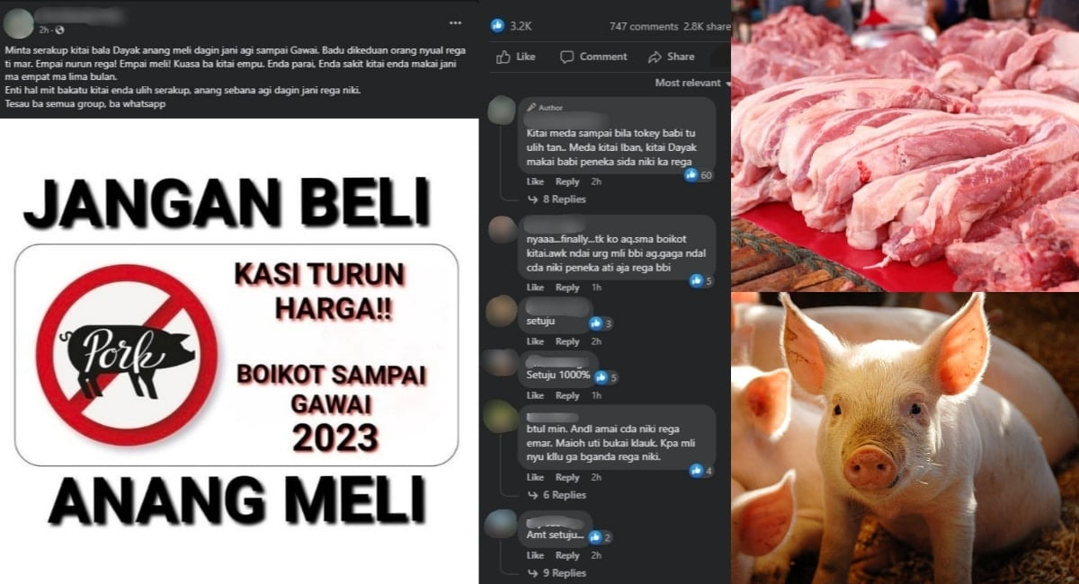 Harga Melonjak Naik, Netizen Boikot Daging Babi Sampai Gawai Minta Kerajaan Kawal Harga