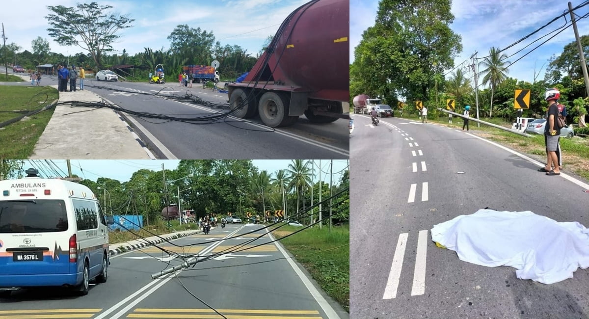 Lori Simen Rempuh Tiang Kabel Komunikasi, Penunggang Motosikal Maut Di Asajaya