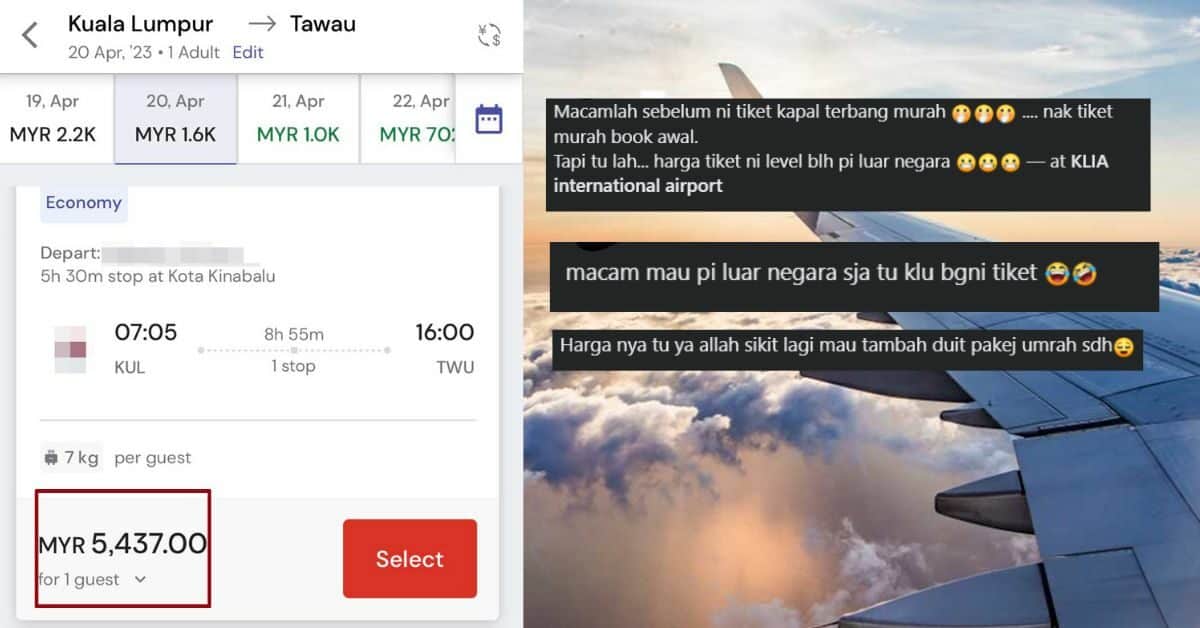 'Macam Mahu Pergi Ke London,' Harga Tiket Penerbangan Sehala KL - Tawau RM5k Ini Tarik Perhatian ...