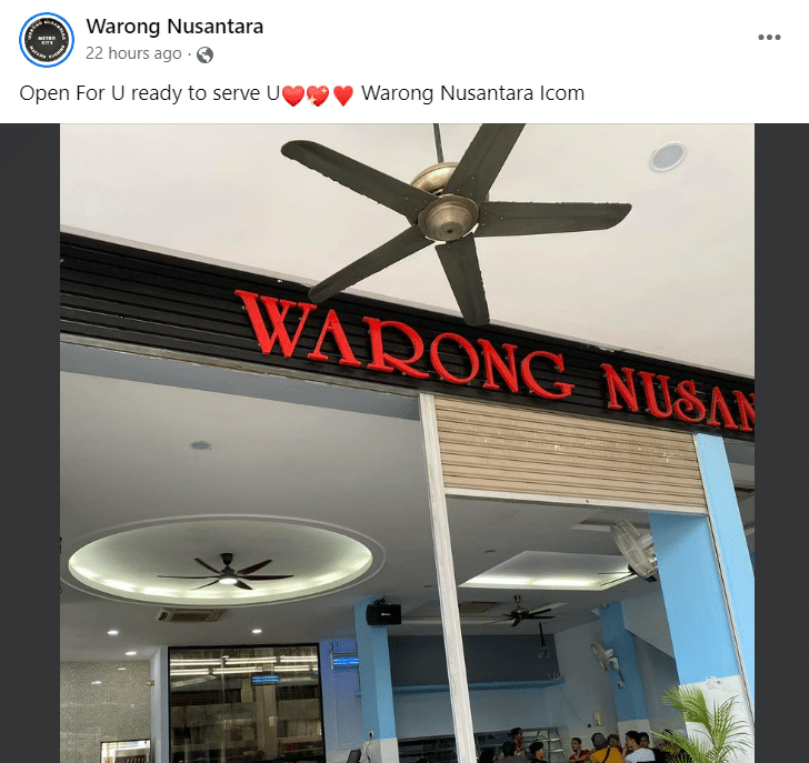 Bertahun Menyepi, Warong Nusantara Icom Square Kini Beroperasi Semula ...