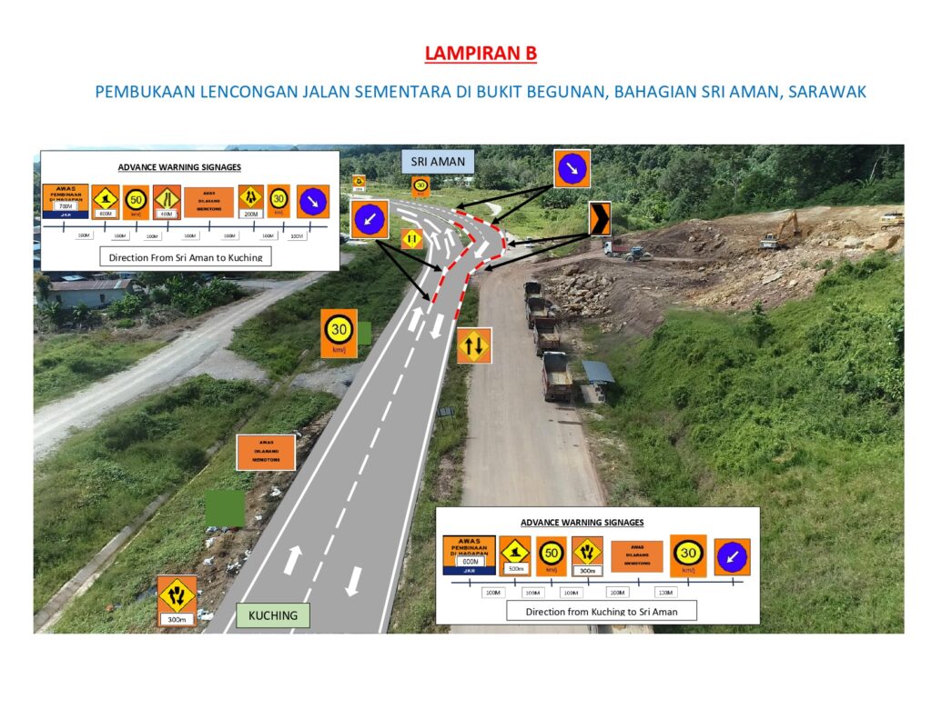 Memudahkan Kerja Jalan Raya, Laluan Sementara Di Bukit Begunan Kini Dibuka