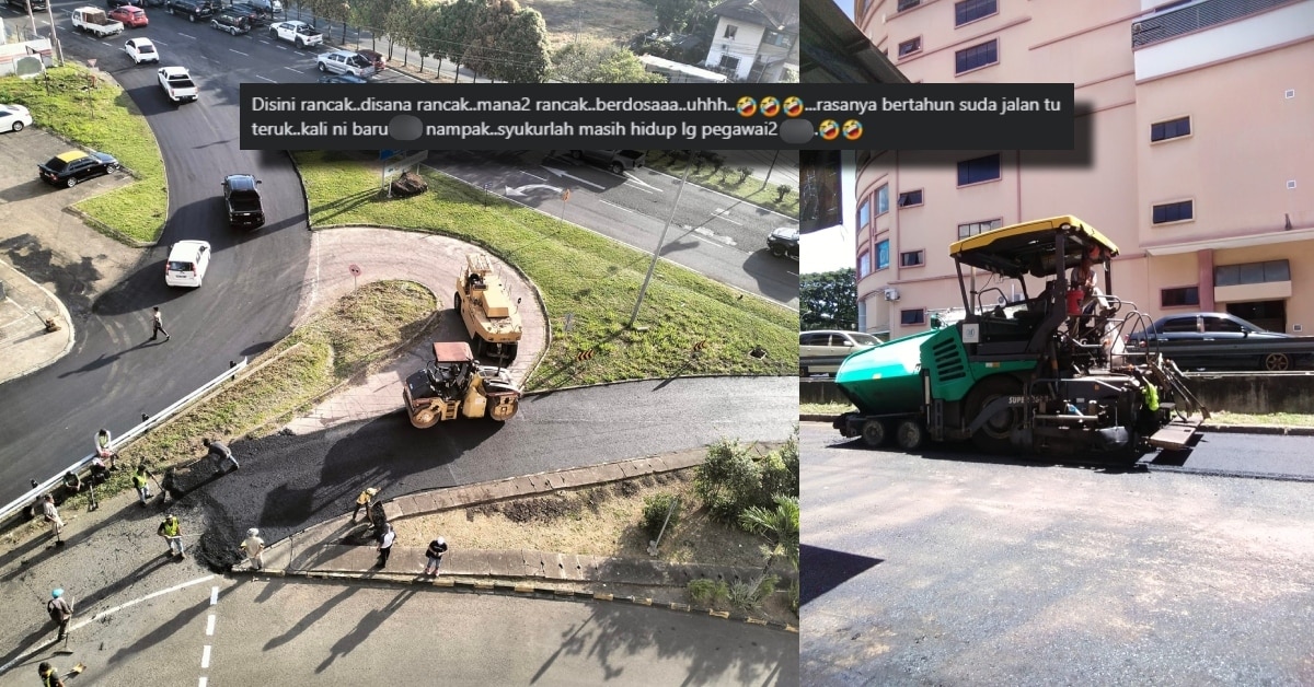 Kelam Kabut Bikin Jalan, Netizen 'Puji' Pihak Berkuatkuasa Sabah Pantas Buat Kerja