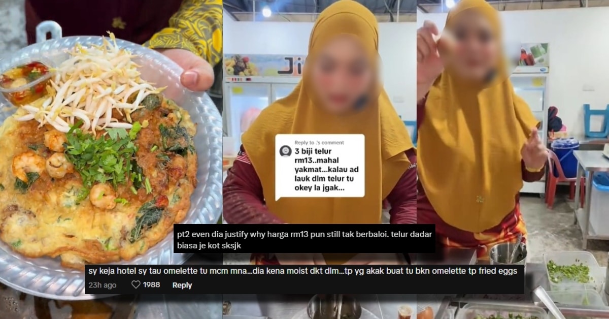 Telur Dadar 'Premium', Peniaga Tampil Pertahankan Harga RM13 Siap Ada Taugeh Dan Sos Thai