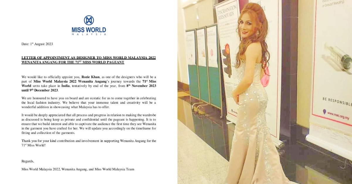 Pereka Fesyen Kelahiran Sarawak, Rozie Khan 'Dirisik' Oleh Miss World ...