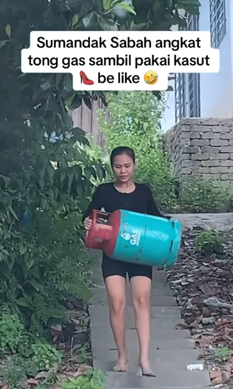 Angkat Tong Gas Siap Pakai Heels, Gelagat Sumandak Sabah Ini Jadi ...