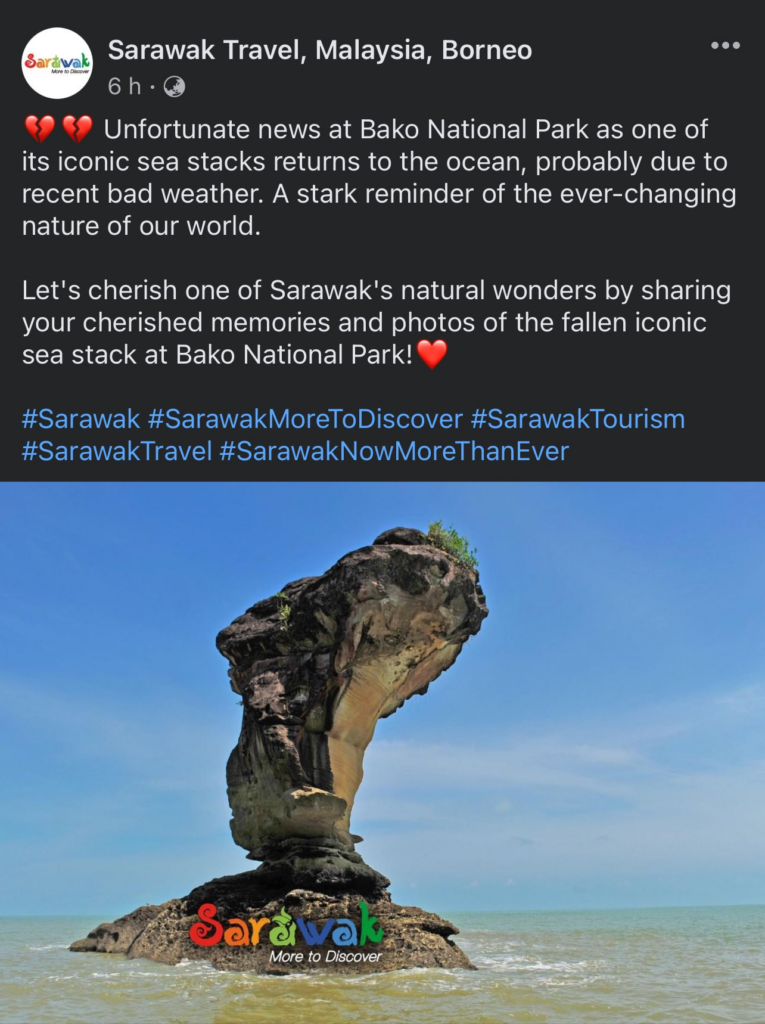 Runtuh Selepas Jutaan Tahun, Sea Stack Ikonik Bako Kini Tinggal Kenangan