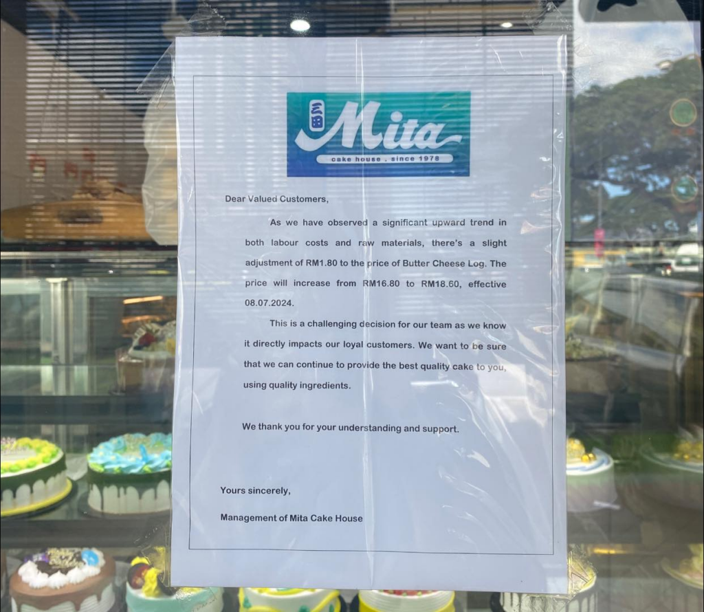 Harga Kek Butter Mita Naik Kepada RM18.60 Bermula 8 Julai