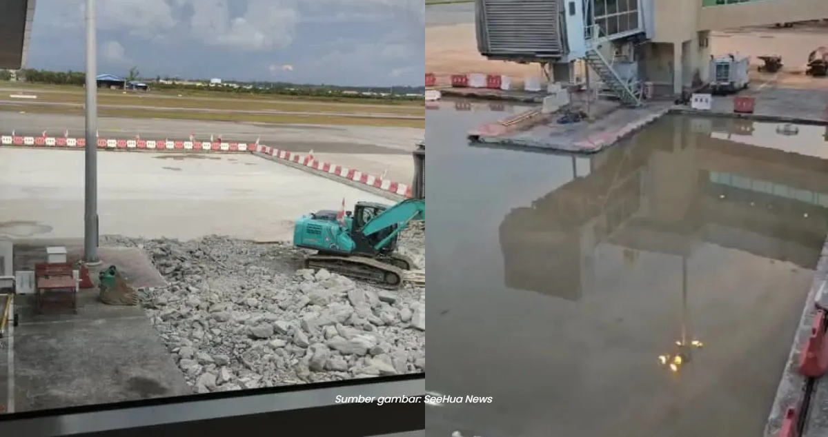 Pelancong Luah Kecewa, Air Bertakung Di Pelataran Pesawat Di Lapangan ...