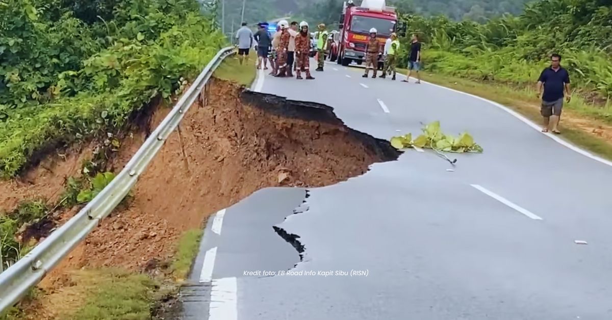 Jalan Temalat Song-Kapit-Sibu Terputus Akibat Jalan Retak dan Runtuh