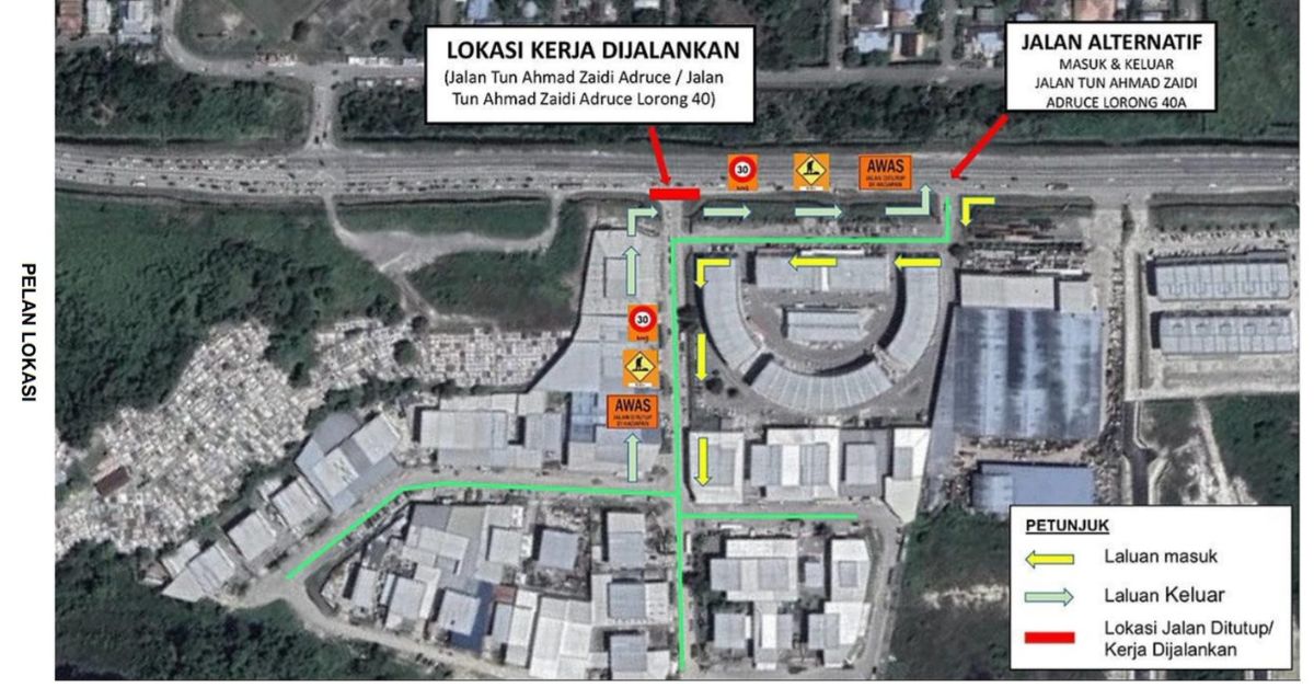 Penutupan Sementara Jalan Tun Ahmad Zaidi Lorong 40 Sibu Mulai 8 Februari