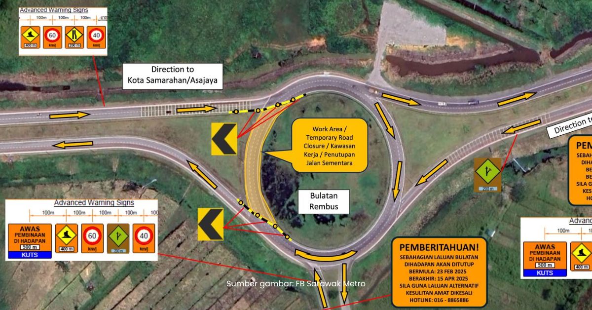Jalan Di Bulatan Rembus, Kota Samarahan Ditutup Sementara Mulai 23 Mac ...