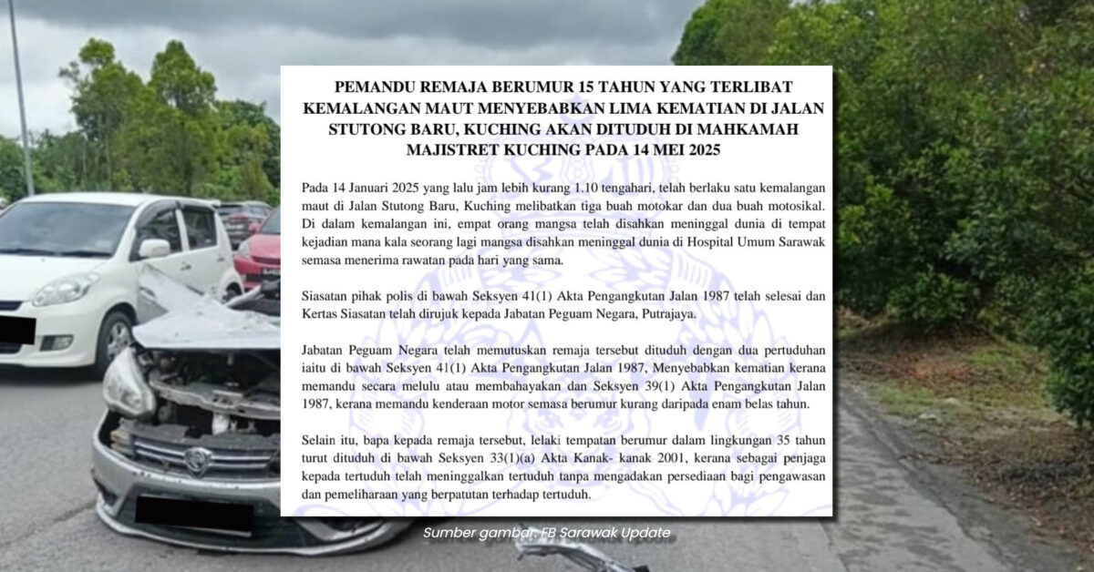 Remaja 15 Tahun Hadap 2 Pertuduhan Akibat Kemalangan Maut Ragut 5 Nyawa Di Stutong